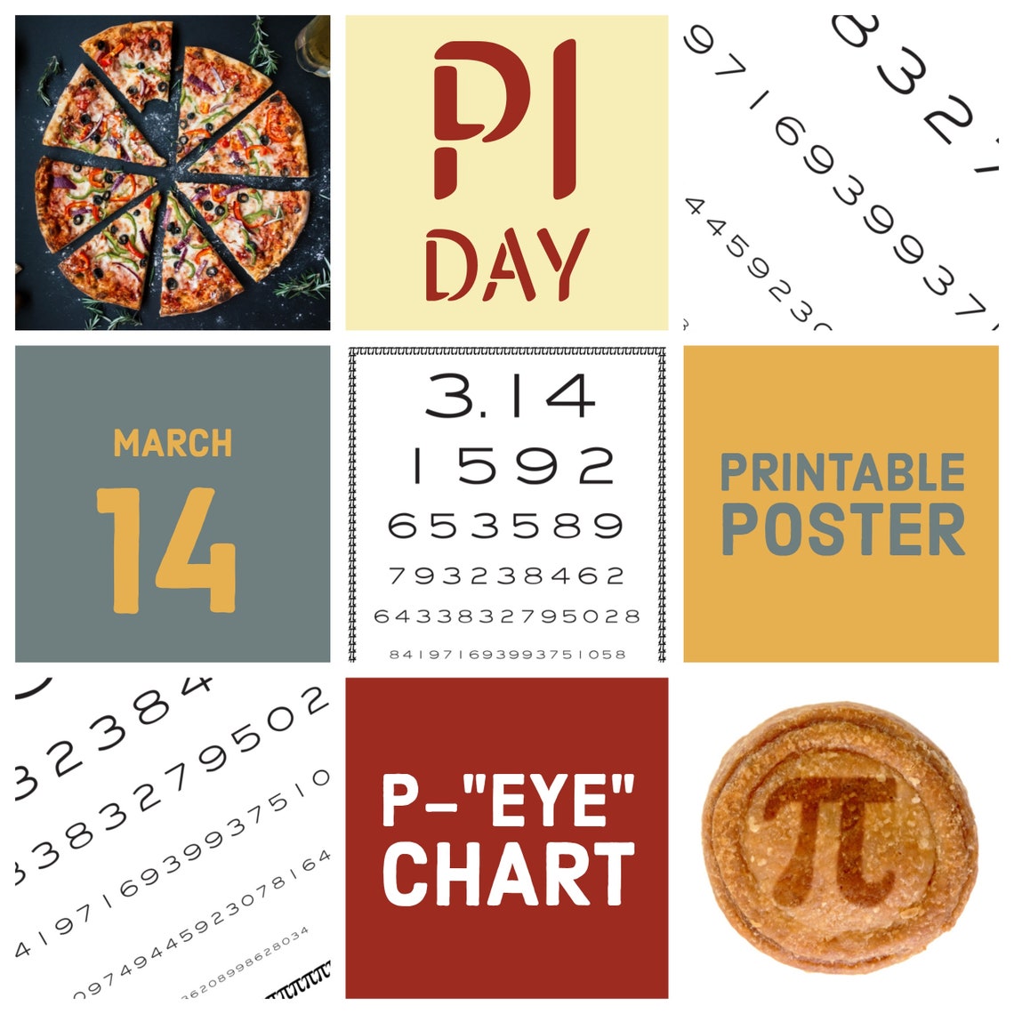 Pi "eye" Chart - Printable Poster - Download and Print - Pi Day - Pi ...