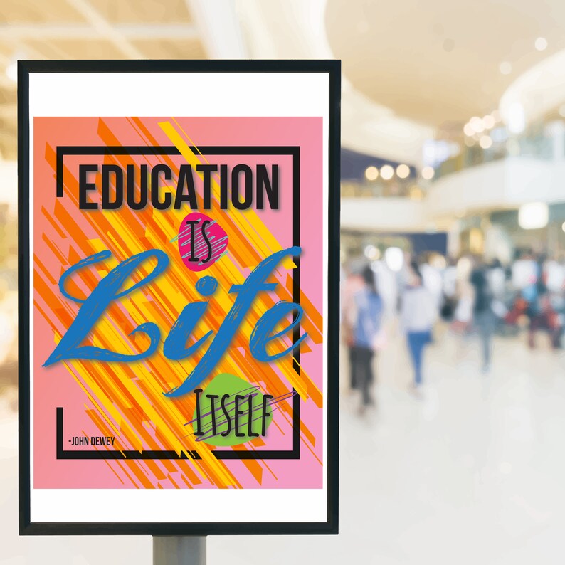 John Dewey Quote Poster – Instant Download – Education is Life ...