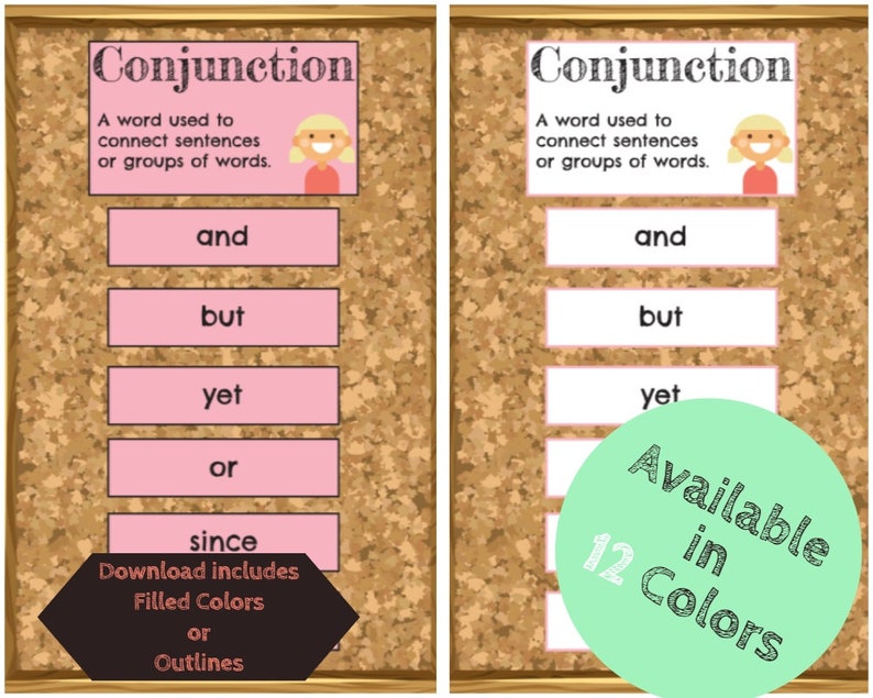 Conjunction Wall | Parts of Speech Posters | Grammar Posters ...