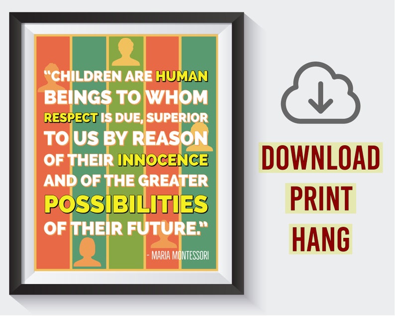 Maria Montessori Quote Poster – Instant Download – Children Are Human ...