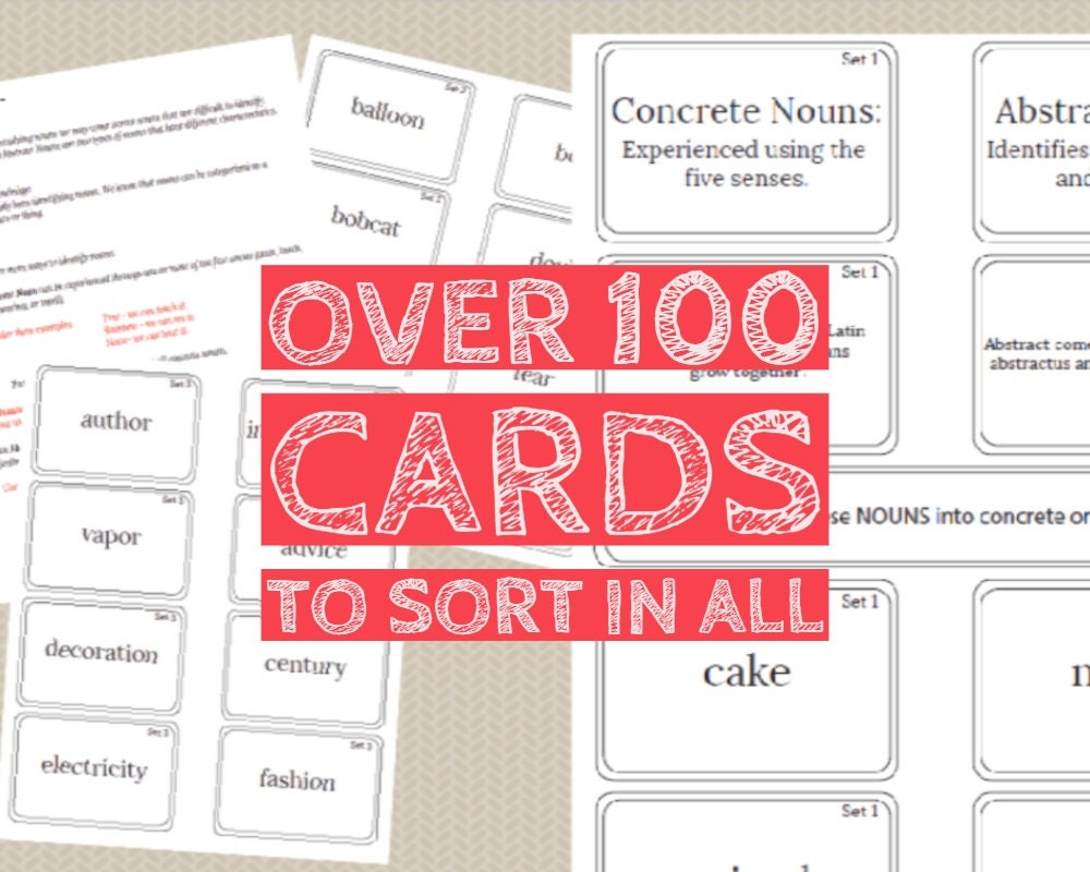 Concrete & Abstract Nouns FOUR Activities With Grammar Lesson Plan ...