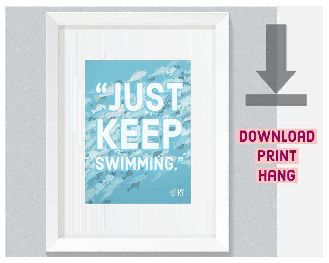 Dory Quote Poster - Inspirational Quote - Motivational - Growth Mindset ...