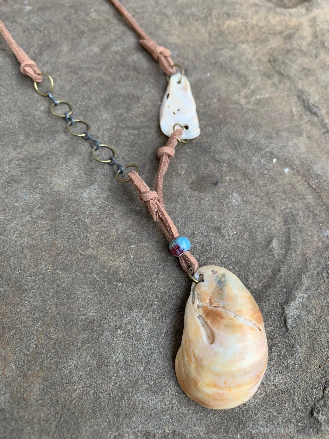 Slipper Shell and Operculum Necklace - Etsy