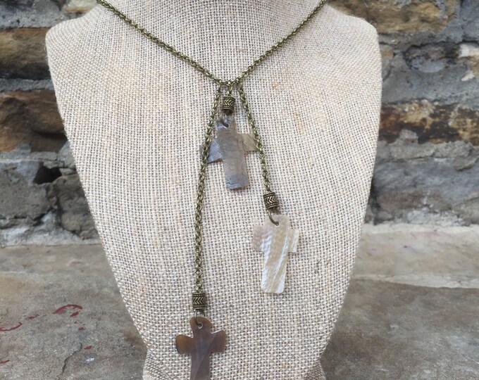 Carved Pen Shell Cross Necklace - Etsy