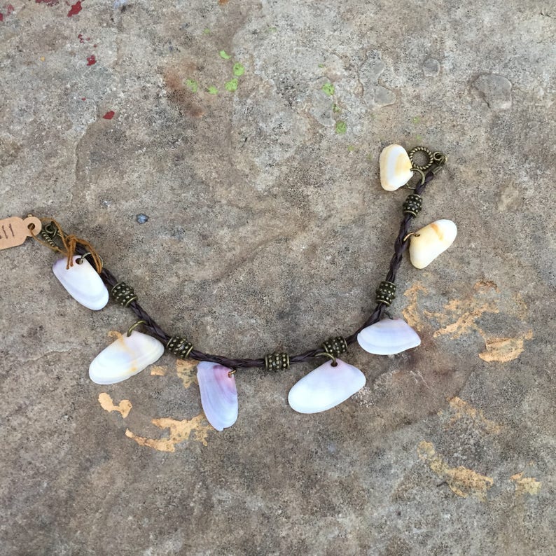 Coquina Shell With Carved Conch Cross Necklace With Bracelet and ...