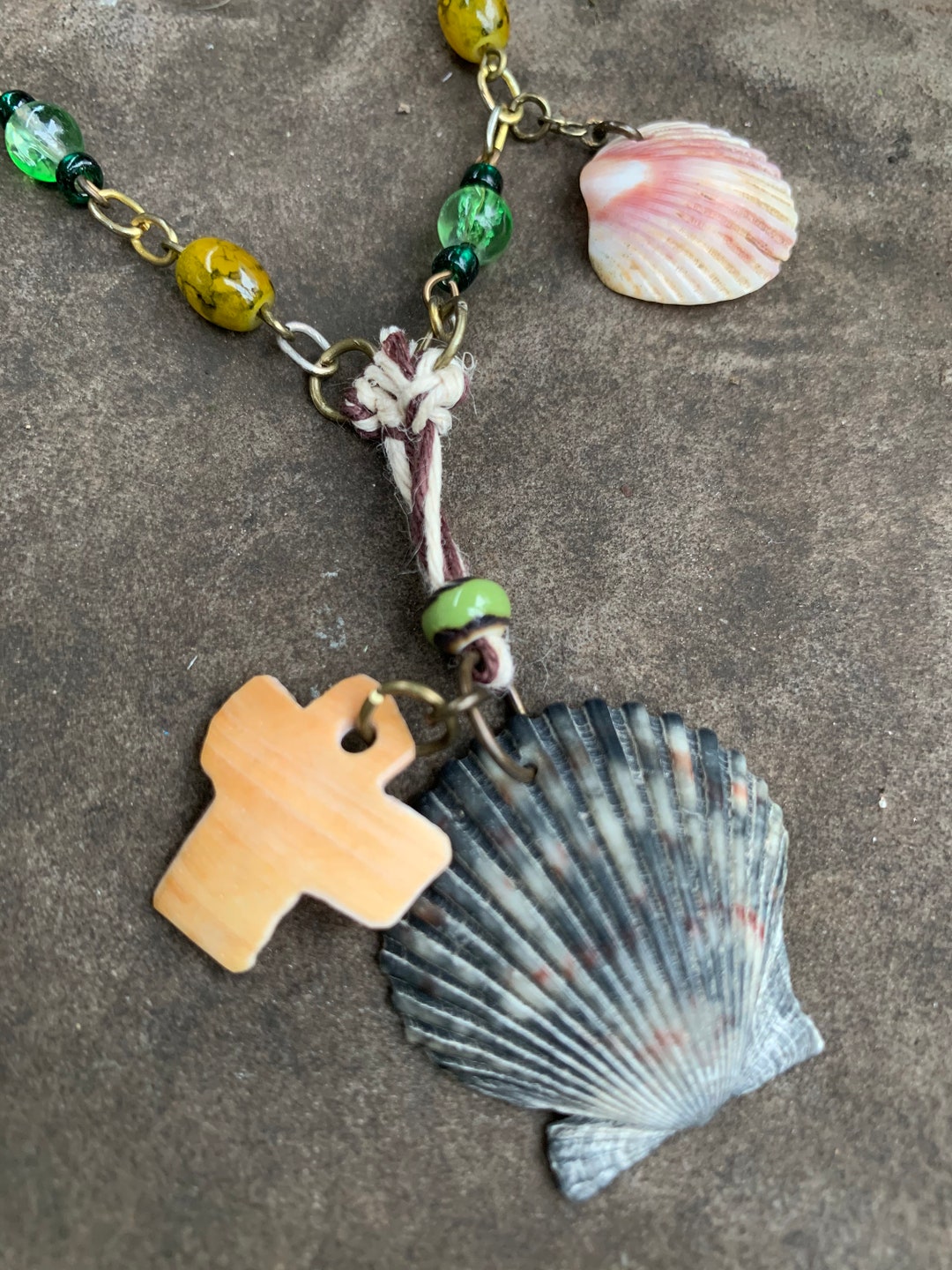 Shell Cross and Scallop Shell Necklace - Etsy