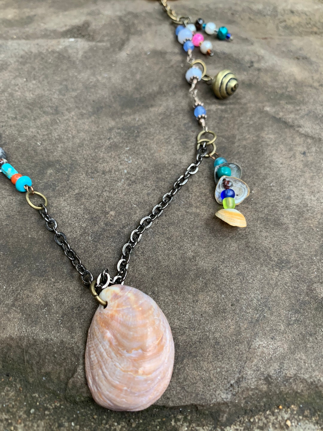 Slipper and Clam Shell Necklace - Etsy