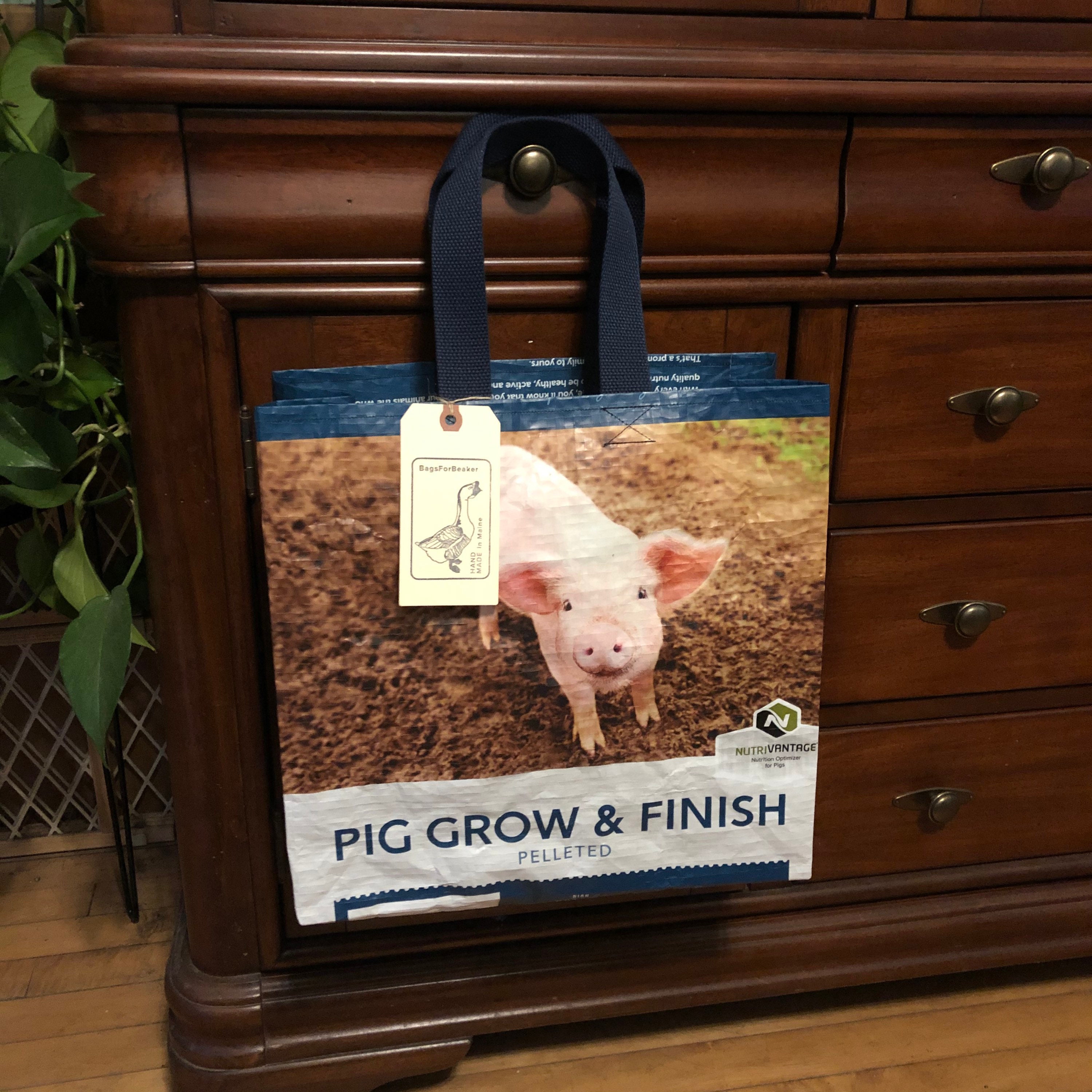 Up cycled grain bag tote / pig tote / market bag / recycled | Etsy