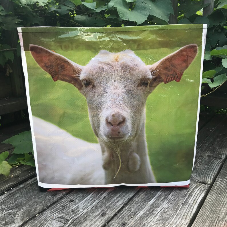Recycled goat grain bag made into a reusable tote / up cycled | Etsy