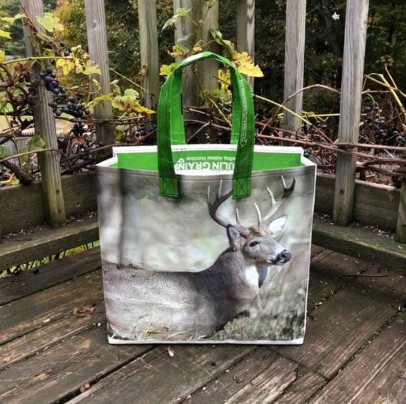 Up cycled deer feed tote bag with your choice of handles / | Etsy