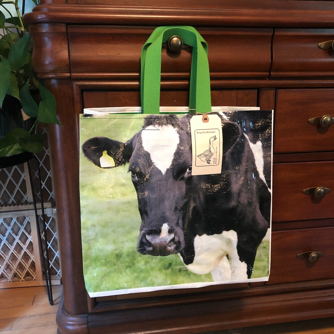 Recycled Holstein Cow Grain Bag Made Into a Reusable Tote From a ...
