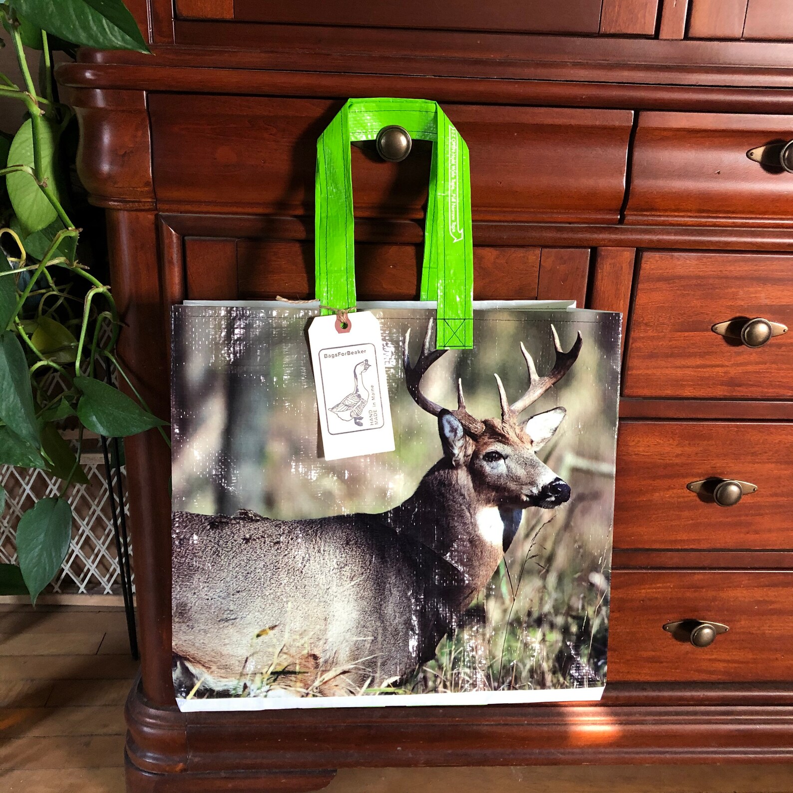 Up Cycled Deer Feed Tote Bag With Your Choice of Handles / Reusable Bag ...