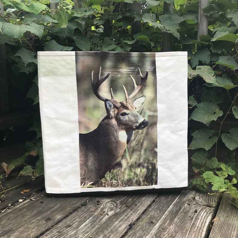 Up Cycled Deer Feed Tote Bag With Your Choice of Handles / Reusable Bag ...