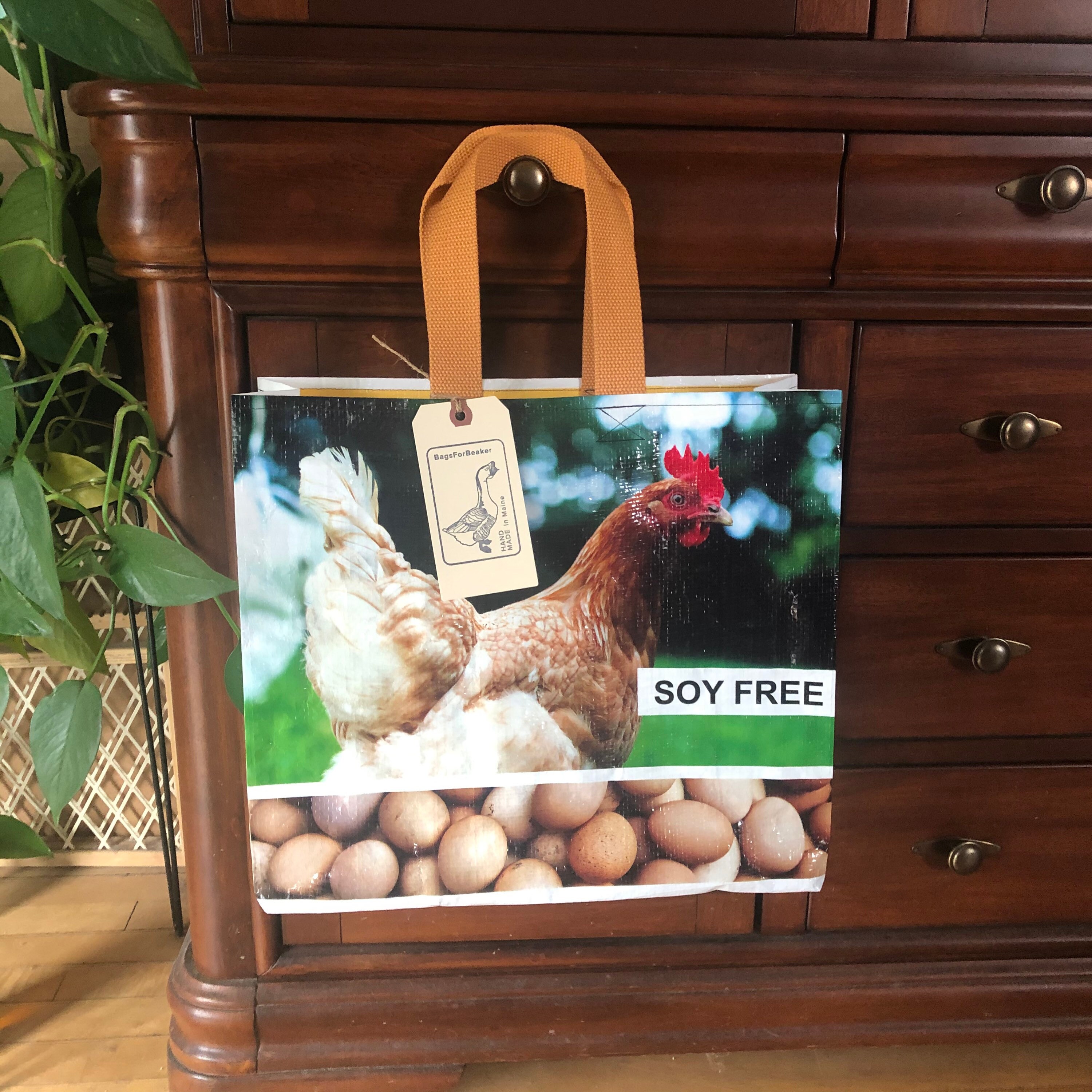 Up Cycled Grain Bag Tote / Chicken Tote / Recycled Grain Bag / Feed ...