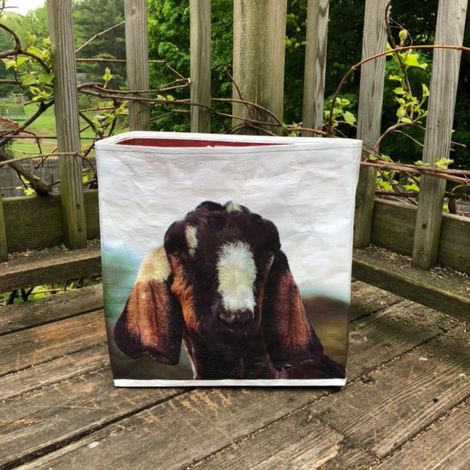 Up Cycled Grain Bag Tote / Floppy Ear Goat / Goat Tote / | Etsy