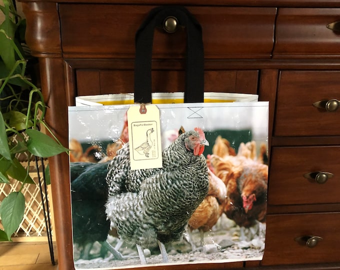 Up Cycled Grain Bag Tote / Chicken Tote/ Barred Rock / Market - Etsy