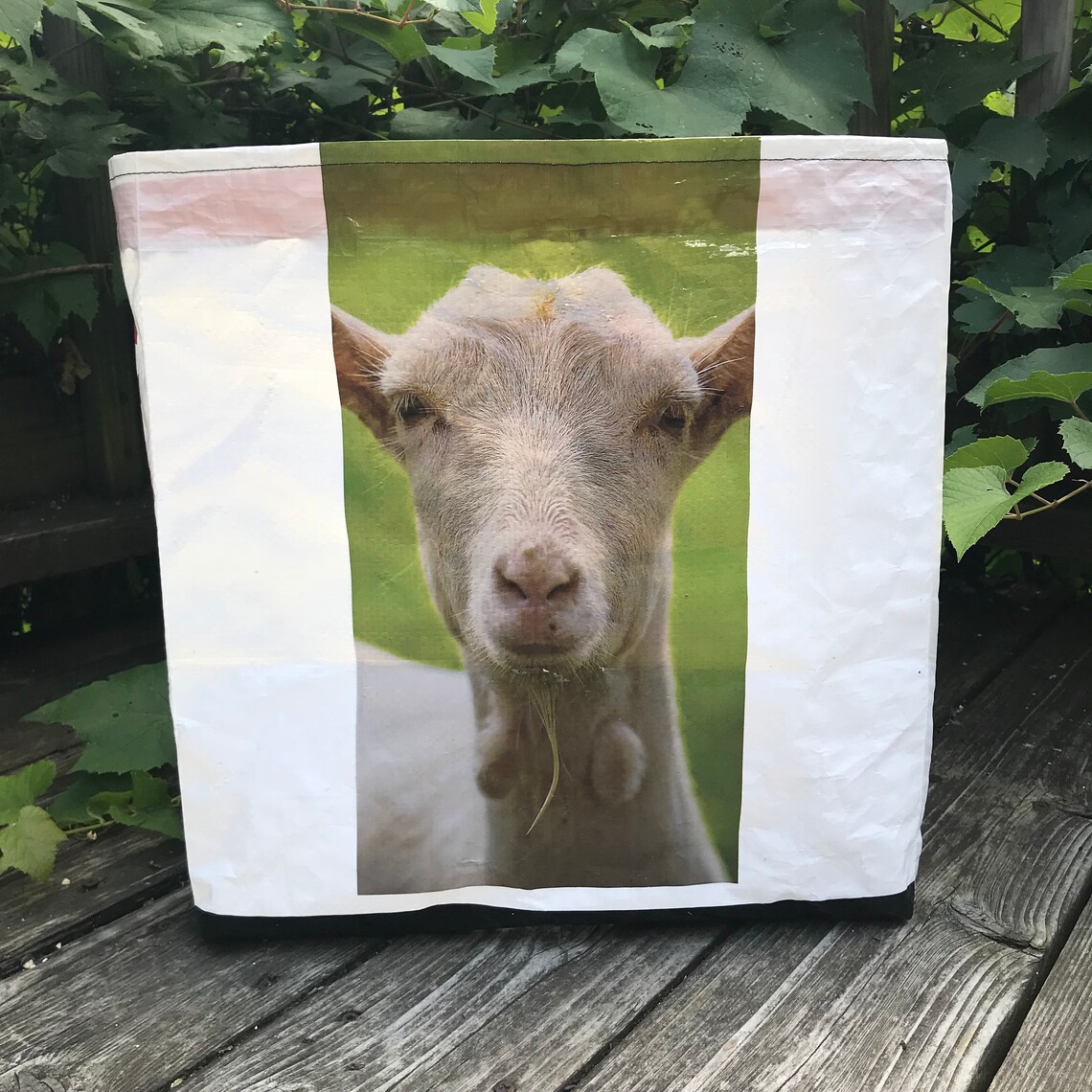 Recycled goat grain bag made into a reusable tote / up cycled | Etsy