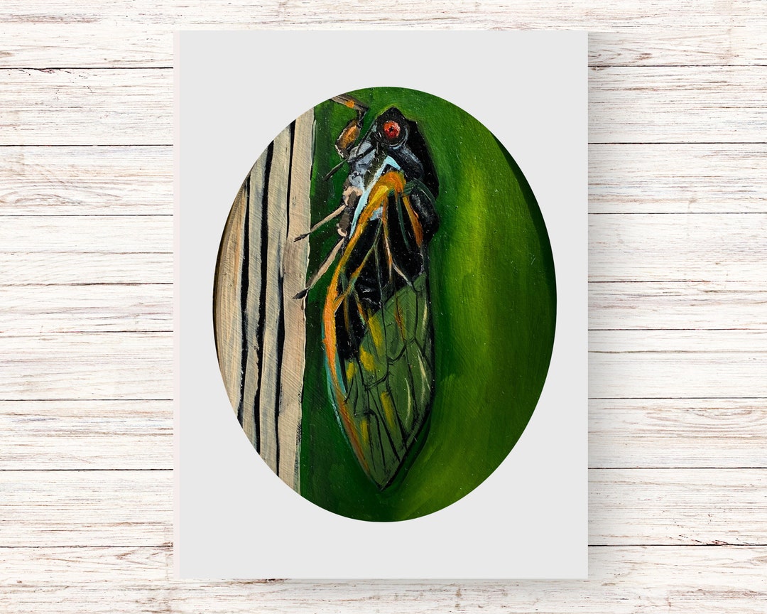 Cicada Fine Art Print, Red Eyed Print, Cicada Oil Painting, Insect Oil ...