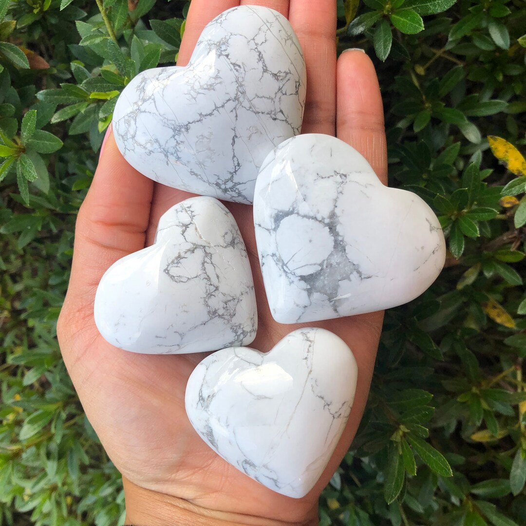 Howlite Heart, Stress Relief, Ethically Sourced, Assorted Crystals ...