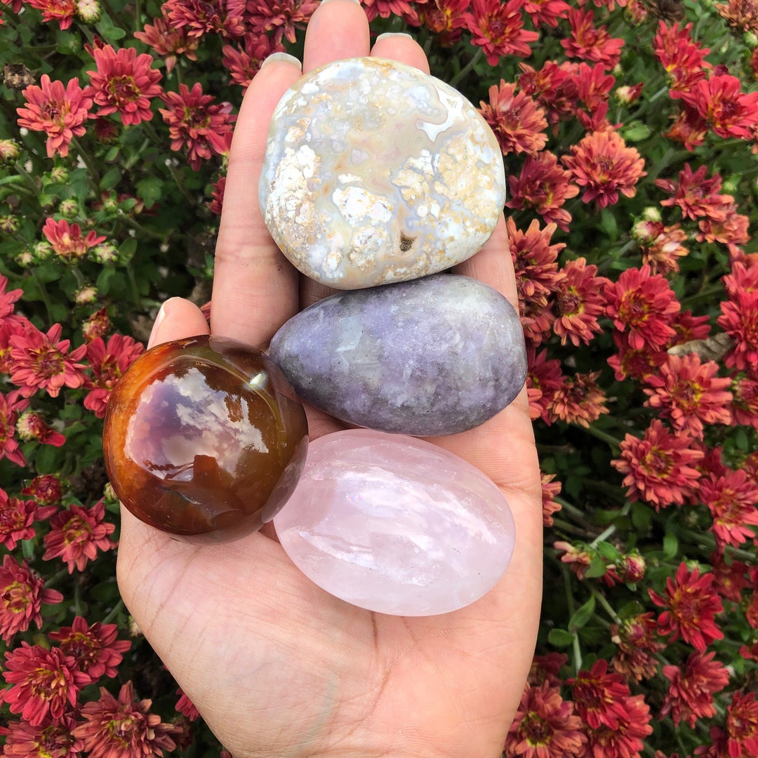 Palm Stones for Depression & Anxiety, Palm Stone, Crystal Set, Healing ...
