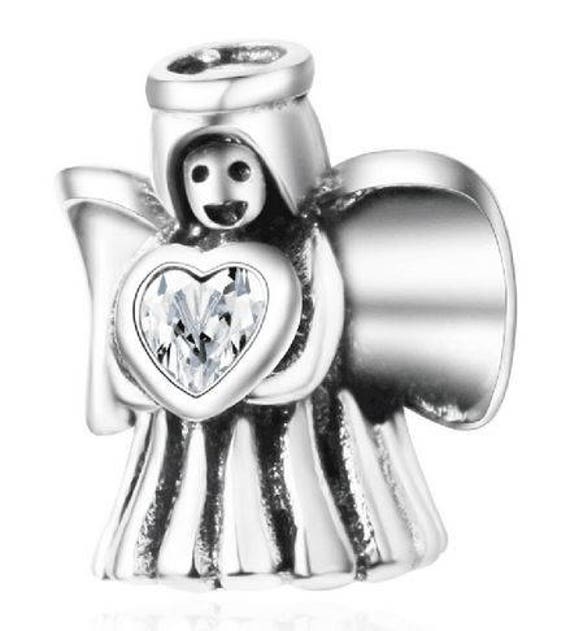 Genuine Sterling Silver Charm Angel CZ Bead Charm Fits - Etsy Australia
