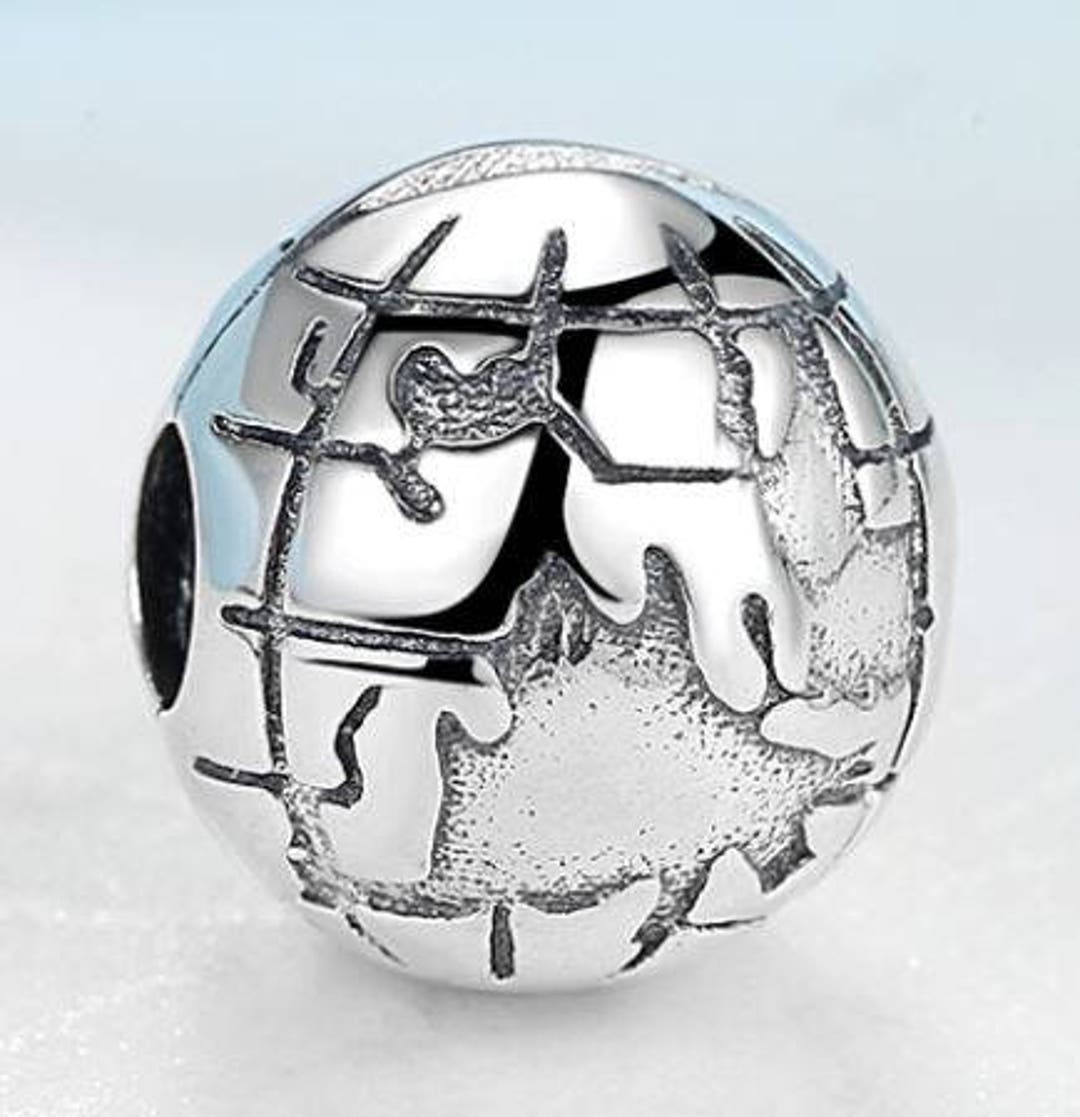 Genuine Sterling Silver Charm - World Globe - Bead Clip Charm - Fits ...