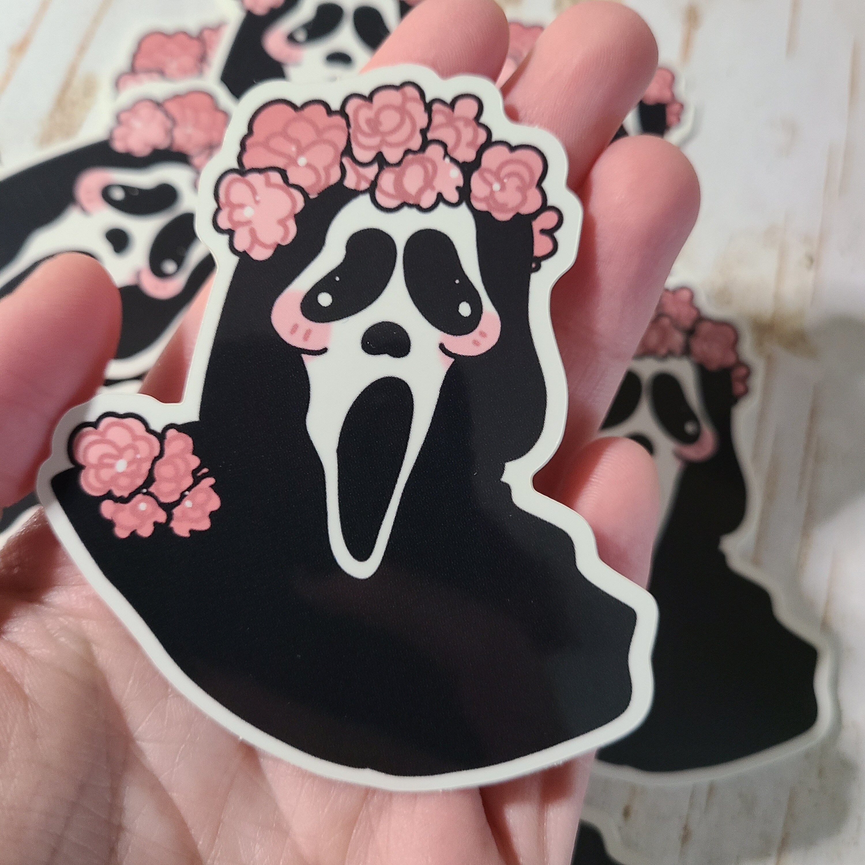 Flower Crown Ghostface Vinyl Sticker - Weather Resistant Scream Horror ...
