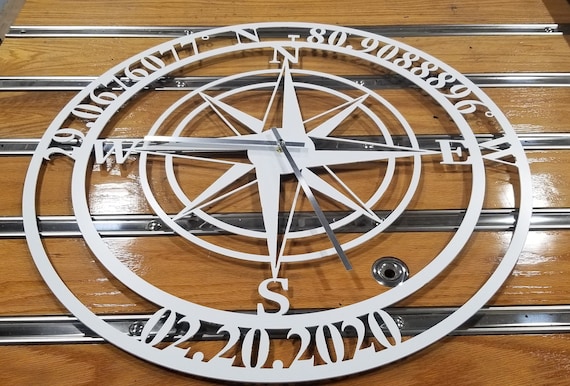 Metal Compass Rose Clock | Etsy