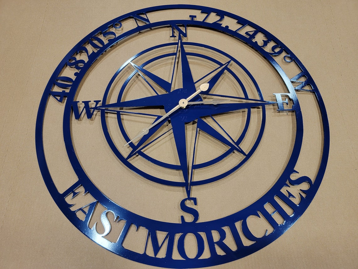 Metal Compass Rose Clock | Etsy