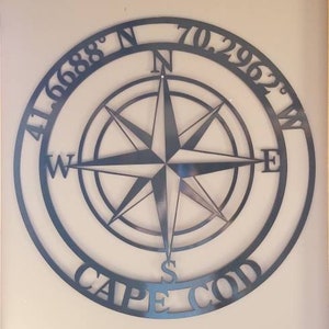 Compass Rose With City and Coordinates "36-48" - Etsy