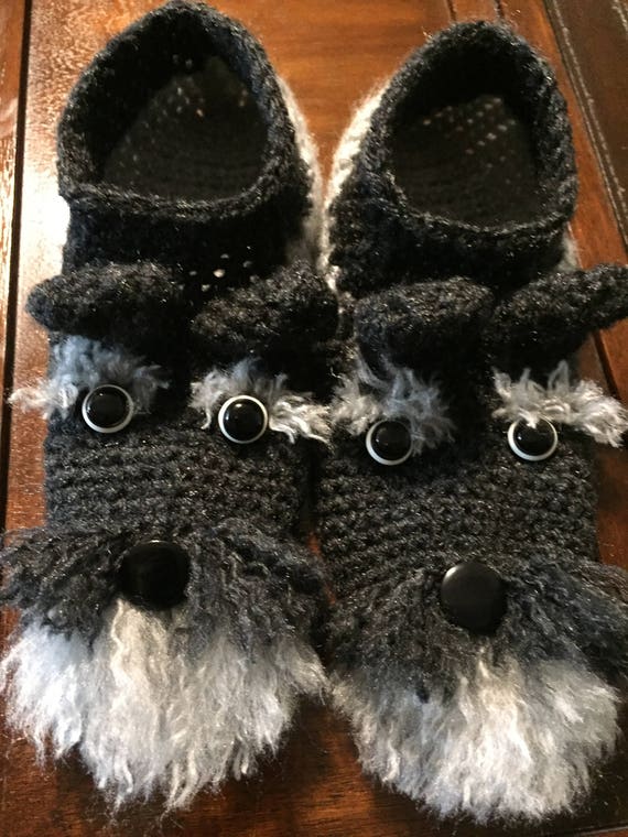 Schnauzer: Slippers Handmade Crochet Customizable | Etsy