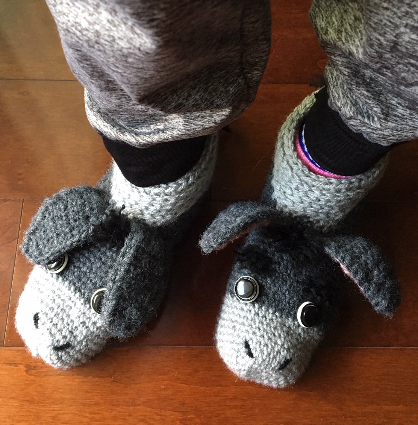 Gray Donkey: Slippers Handmade Crochet - Etsy