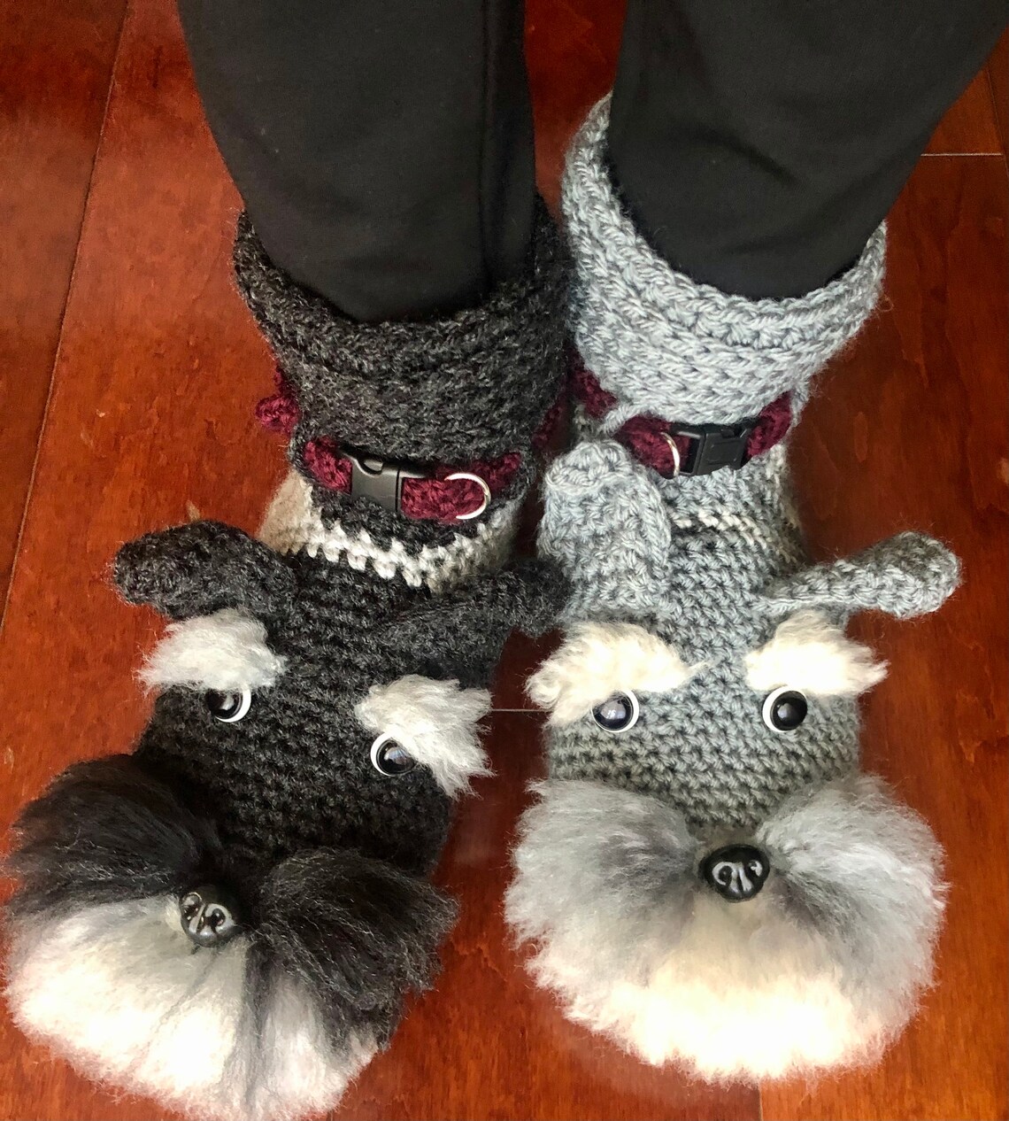 Schnauzer: Slippers Handmade Crochet Customizable - Etsy