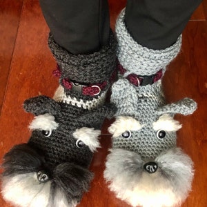 Schnauzer: Slippers, Handmade, Crochet, Customizable - Etsy