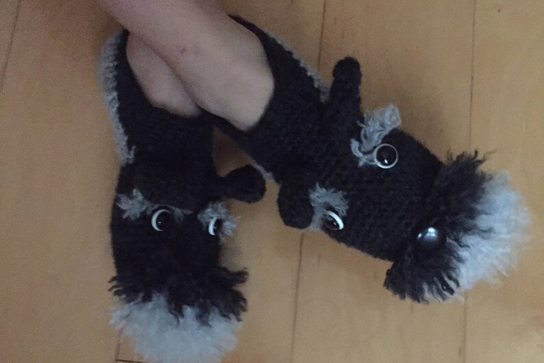 Schnauzer: Slippers Handmade Crochet Customizable | Etsy