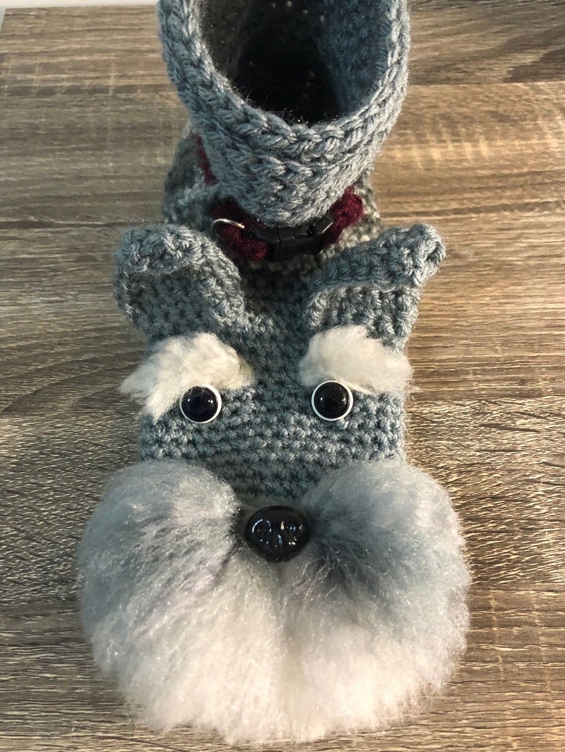 Schnauzer: Slippers Handmade Crochet Customizable | Etsy