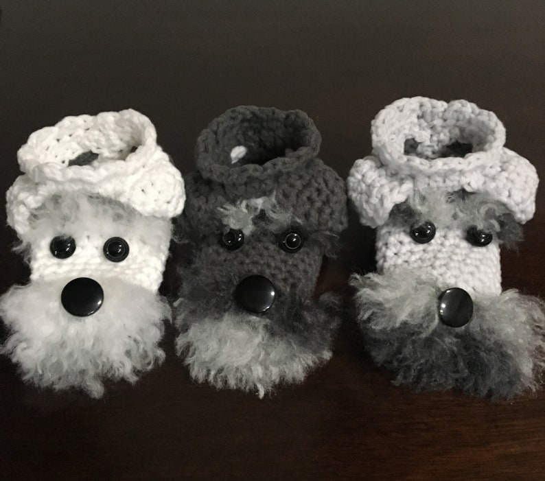 Schnauzer: Slippers Handmade Crochet Customizable | Etsy