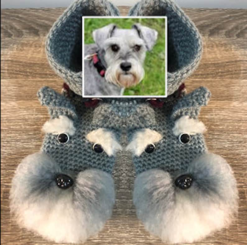Schnauzer: Slippers, Handmade, Crochet, Customizable - Etsy