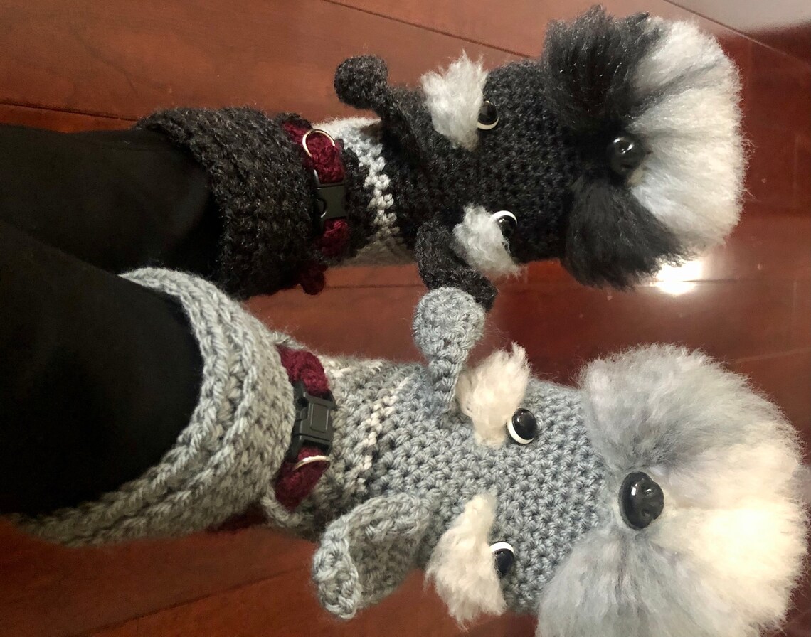 Schnauzer: Slippers Handmade Crochet Customizable - Etsy