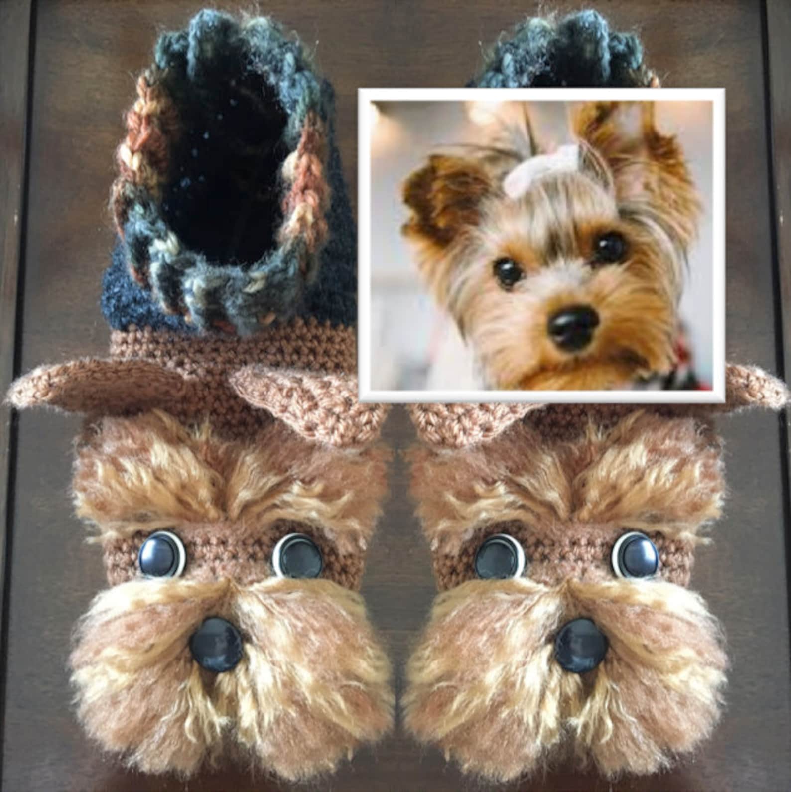 Yorkie: Slippers, Handmade, Crochet, Customizable - Etsy