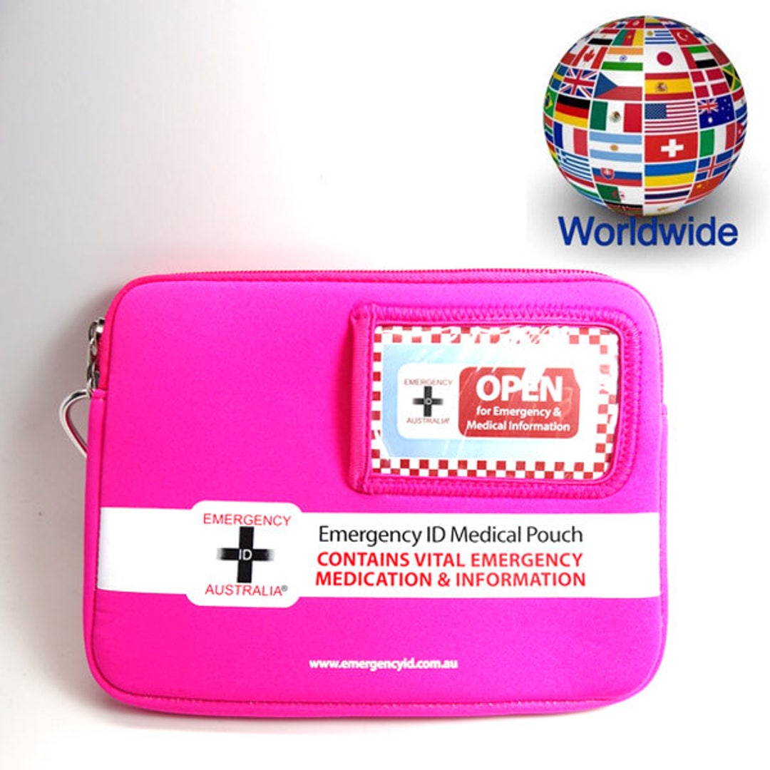 Emergency ID Medication Pouch LARGE PINK - Etsy