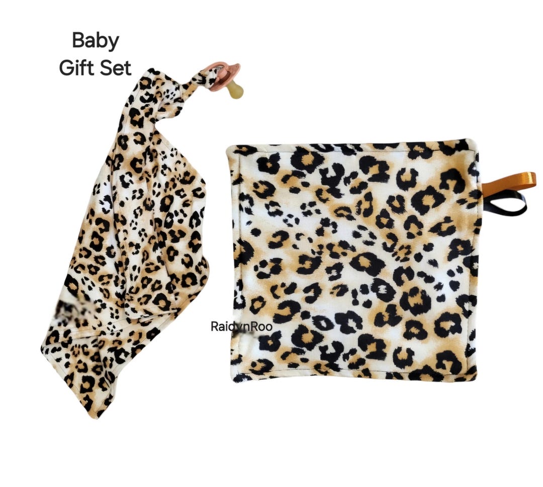 Leopard Baby Gift Set, Pacifier Lovey, Crinkle Sensory Toy - Etsy