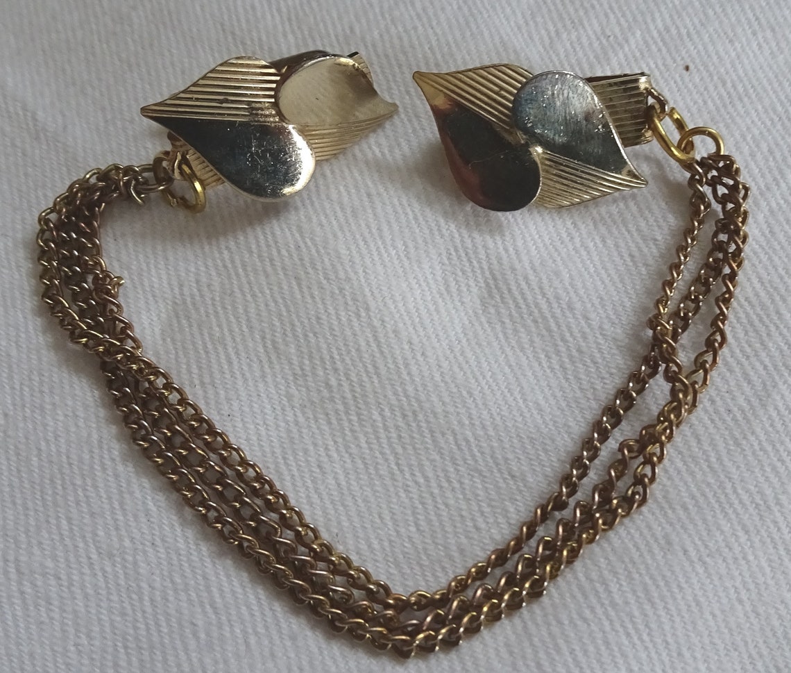 1940/50 Gold plated collar/neck clip adornments | Etsy