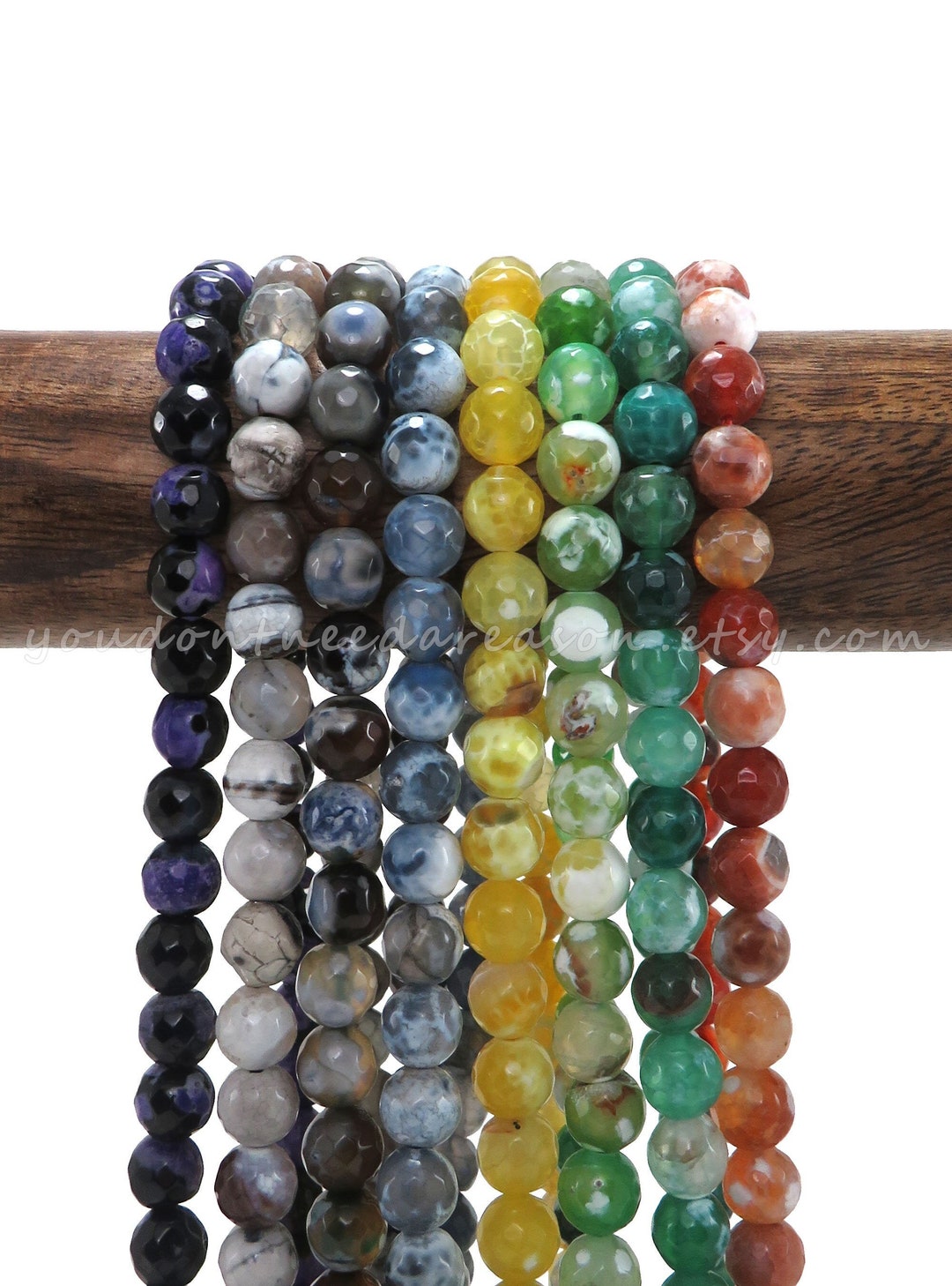 Round Faceted Fire Agate Beads | Natural Gemstone Beads | Gemstone ...