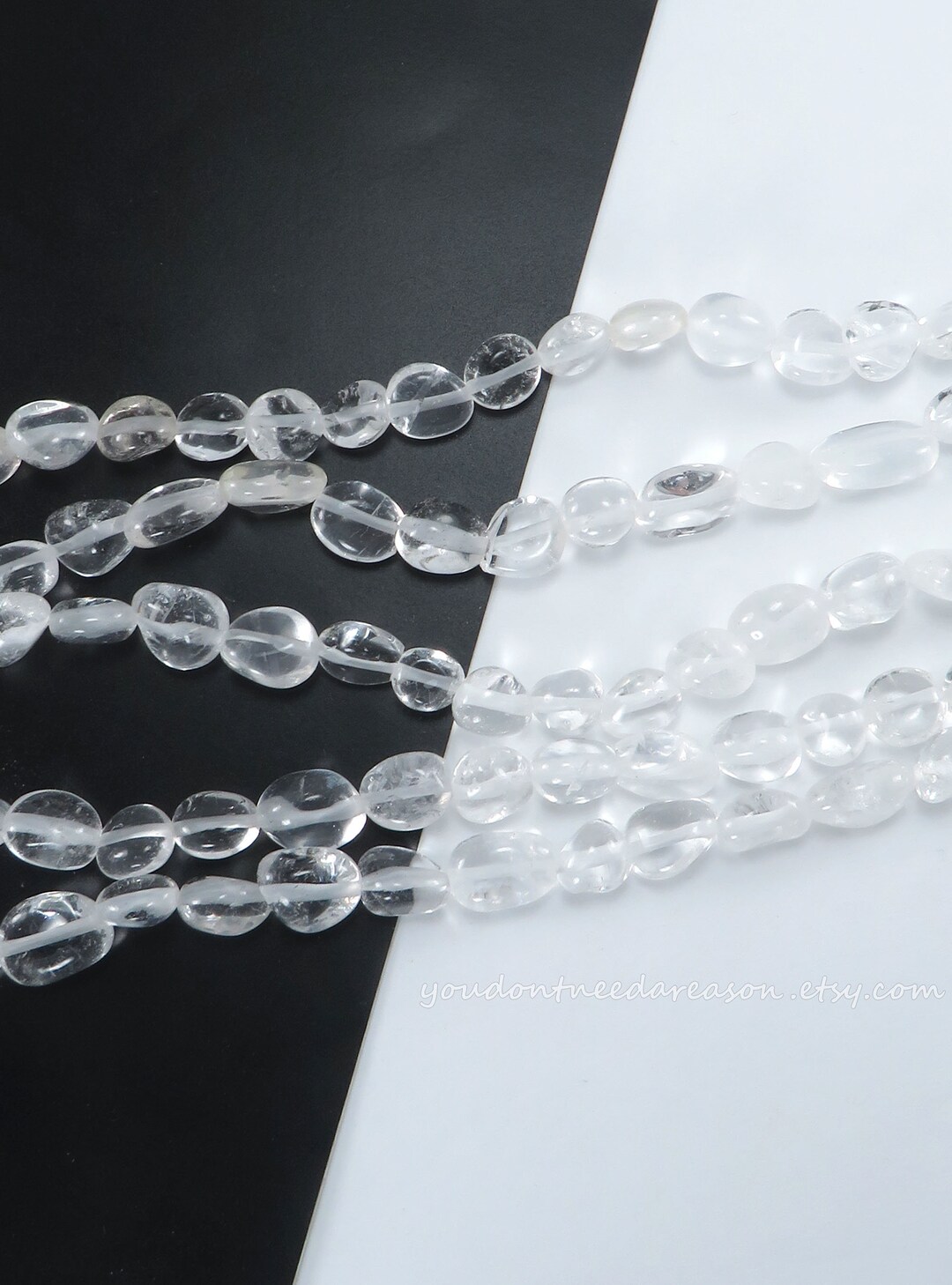 Clear Quartz Nugget Beads: Natural Pebble Gemstone Strand (15 Inch ...