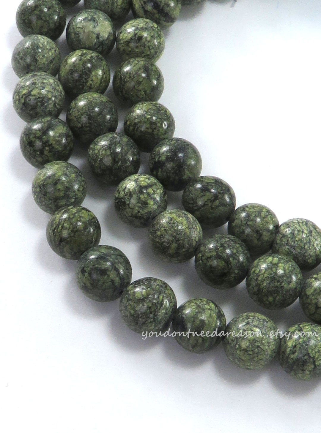 Natural Serpentine Gemstone Beads: Olive Green Lace Stone, Jewelry ...
