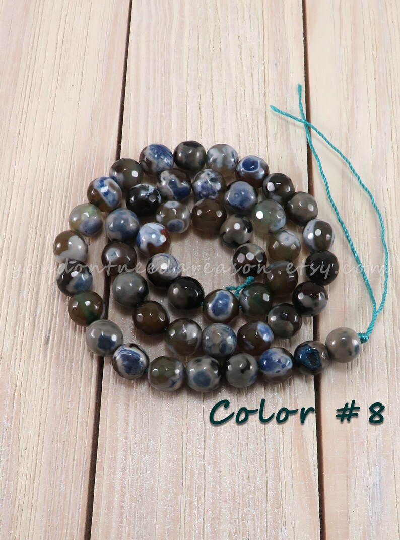 Round Faceted Fire Agate Beads Natural Gemstone Beads - Etsy