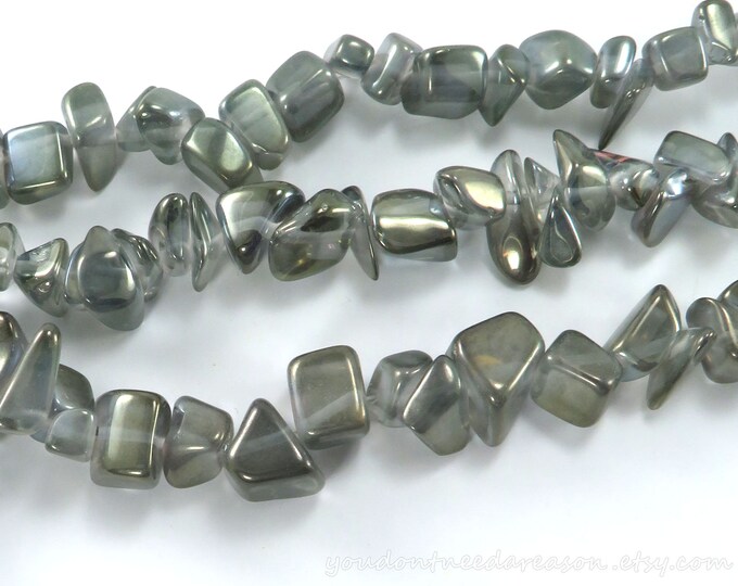 Plated Quartz Crystal Nugget Beads for Jewelry Making; 15" Strand ...