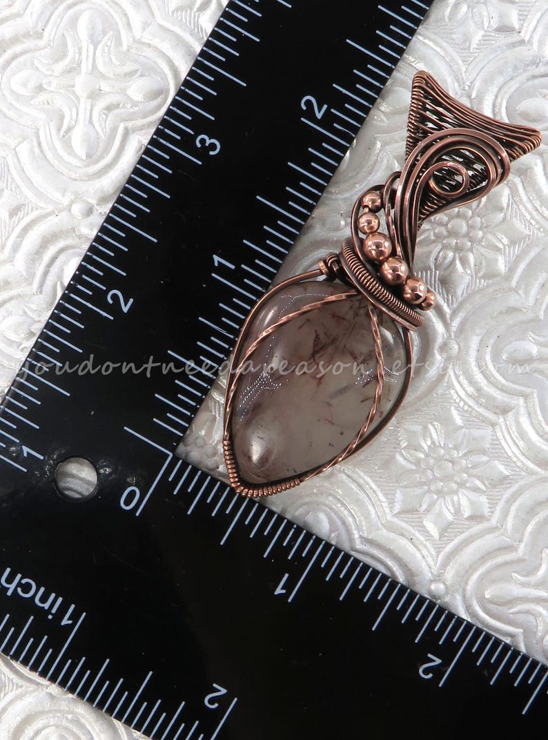 Handcrafted Sagenitic Red Rutile Quartz Pendant > Unique Antique Copper ...