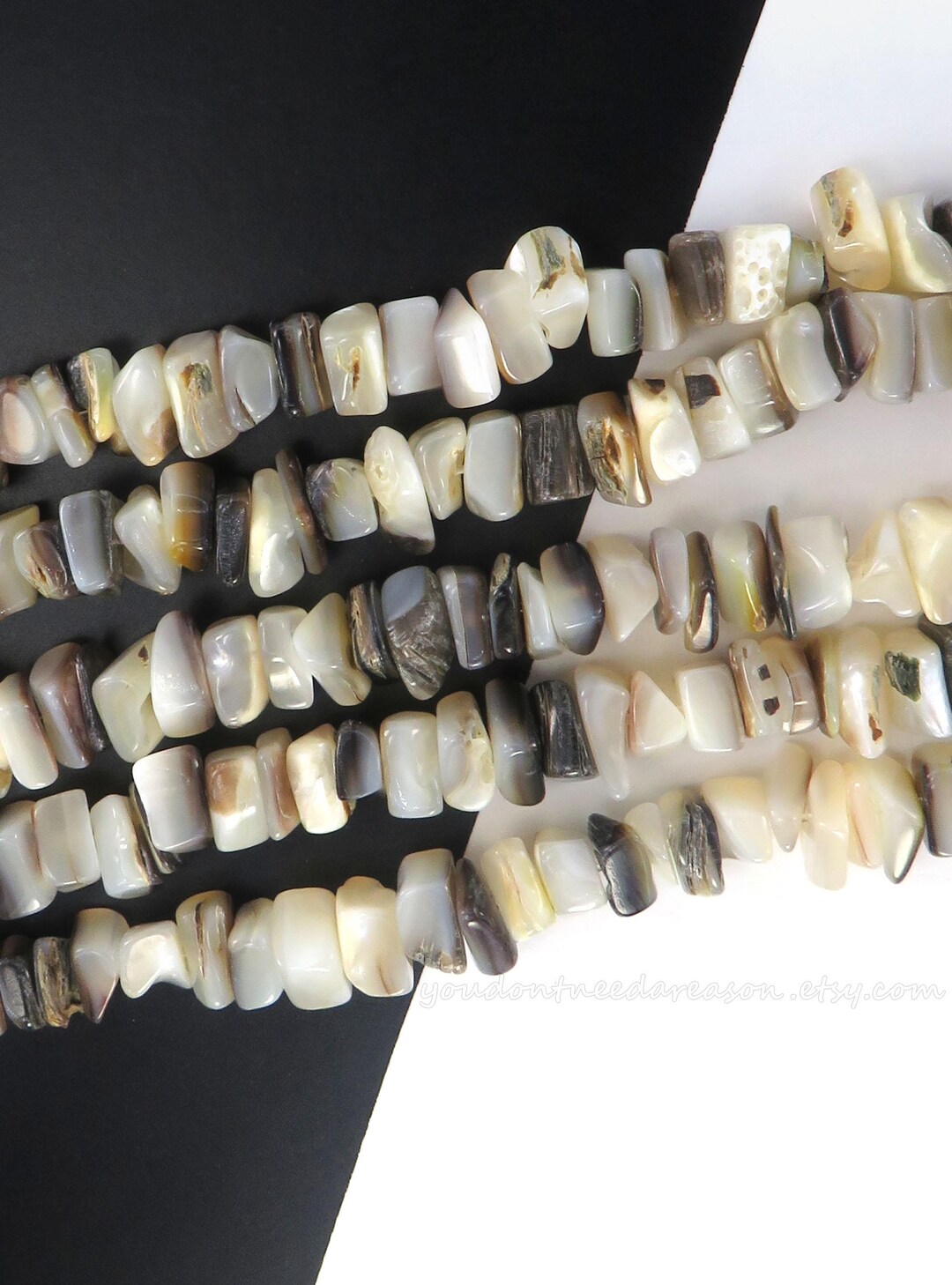 15" Natural Freshwater Shell Square Chip Beads: Jewelry Making Supply 2 ...